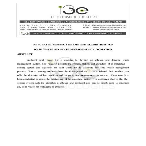 Integrated sensing systems and algorithms for solid waste bin state management automation | PDF
