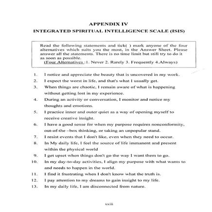 Integrated spiritual intelligence scale (isis) | PDF