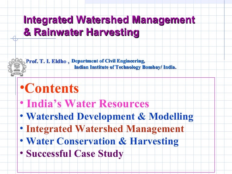 Integrated watershed managment