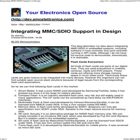 Integrating MMC/SDIO Support In Design | PDF | Computing | Technology ...