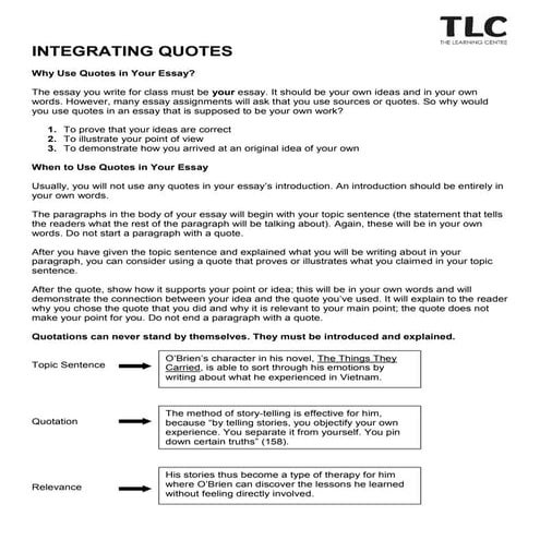 Integrating-Quotes For ESSAYS in ENGLISH | PDF