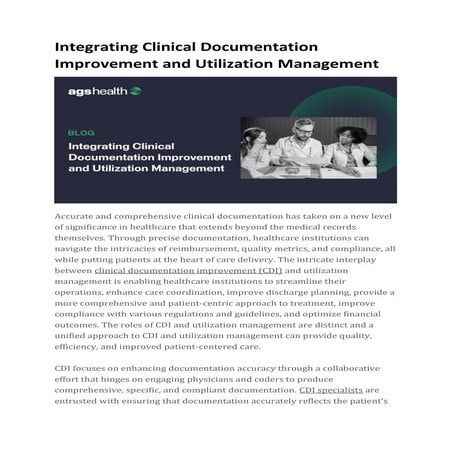 Integrating Clinical Documentation Improvement And Utilization Management Pdf