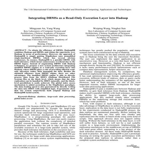 Integrating Dbm Ss As A Read Only Execution Layer Into Hadoop Pdf