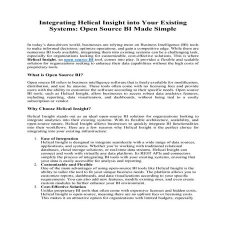 Integrating Helical Insight into Your Existing Systems Open Source BI ...