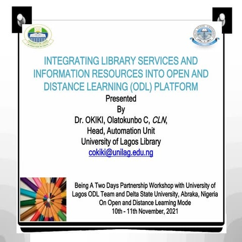 Integrating library services and oer into distance learning | PPT