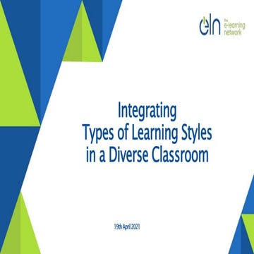 Types of Learning Styles in a Diverse Classroom | PPTX | Workshops and ...