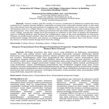 Integration 0f Village Library with Higher Education Library in Building Generation Reading ...