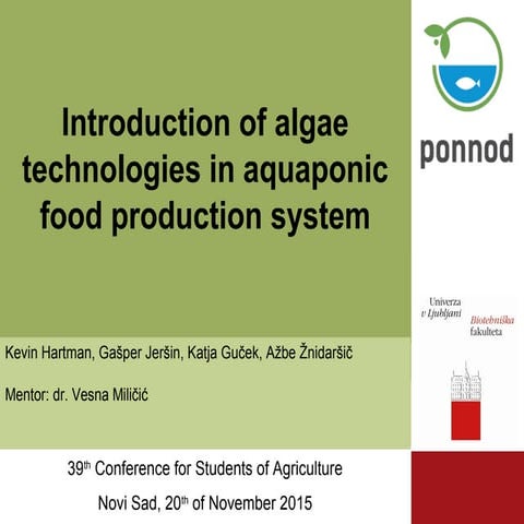 Integration of algae in aquponics | PPT
