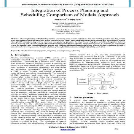Integration of process planning and scheduling comparison of models ...