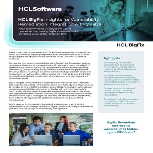 Integration Of Qualys With Hcl Bigfix Insights For Vulnerability