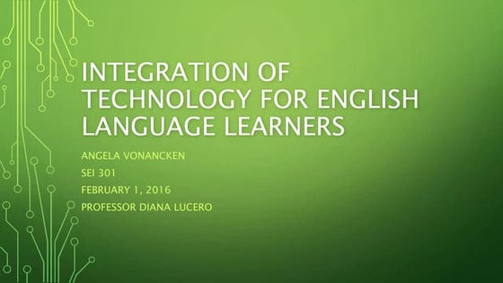 Integration of Technology into Sheltered Instruction | PPT