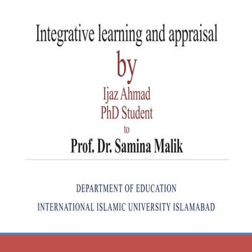 Integrative learning and appraisal | PPT
