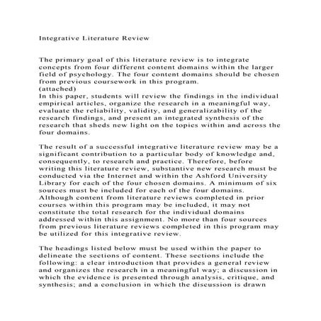 Week 2 - AssignmentResources for the Integrative Literature | DOCX
