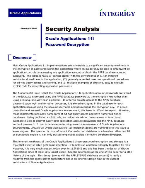 Integrigy Oracle Appspasswordissue Pdf 3051