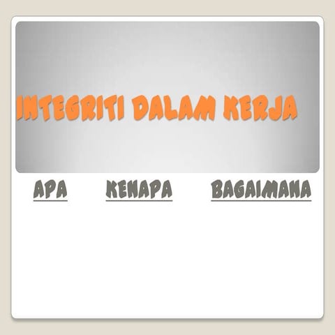 Integriti dalam kerja | PPTX