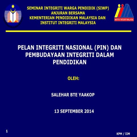Integriti & pendidikan siwp2014 | PPT