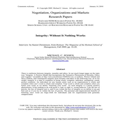 Integrity without it nothing works | PDF