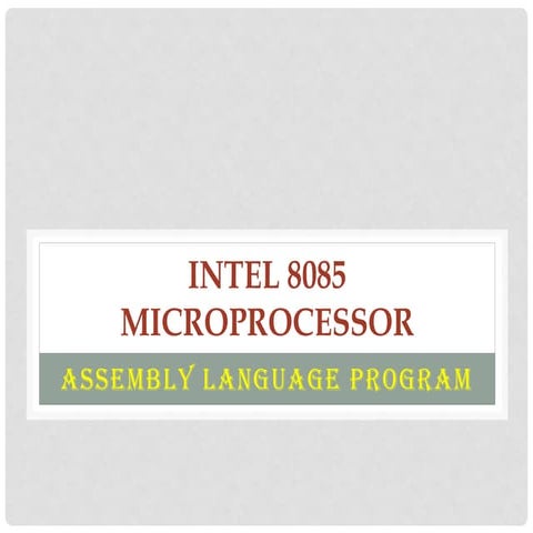 Intel 8085 Arrange An Array Of Data In Ascending Order Ppt