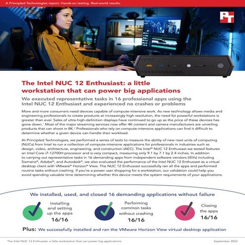 The Intel NUC 12 Enthusiast: a little workstation that can power big applications | PDF