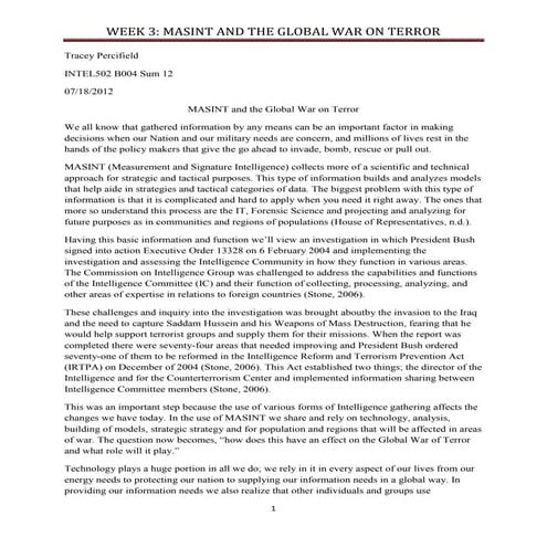 MASINT and Global War on Terror | DOCX