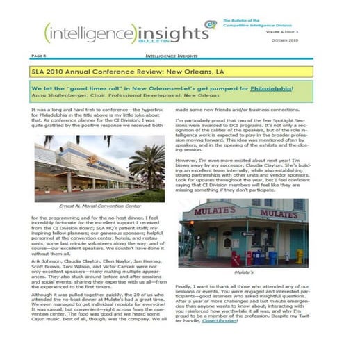 2010 Intel Insights Post Conference Issue | PDF