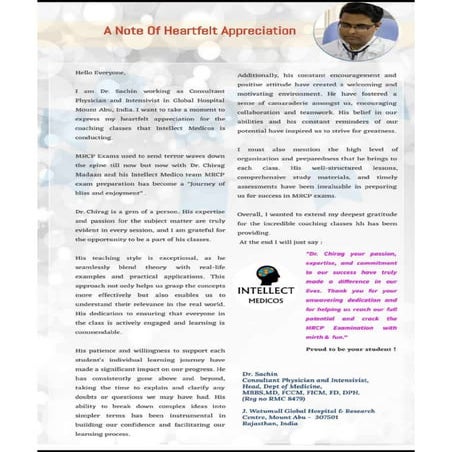 Intellect Medicos is one of the best mrcp coaching | PDF