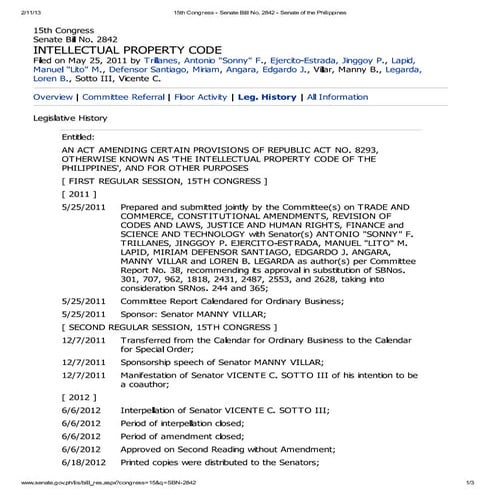 Intellectual property amendments legislative history | PDF