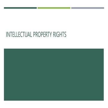 Intellectual Property Rights (IPR) refer to legal rights protecting ...