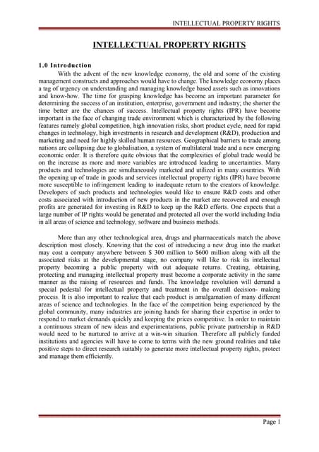 Intellectual Property Rights presentation | PPTX | Law