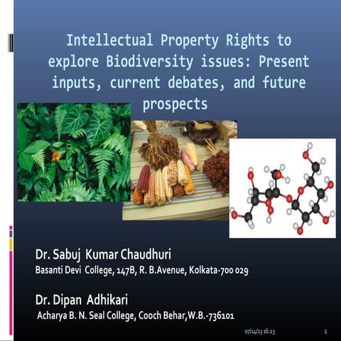 Intellectual Property Rights to explore Biodiversity issues: Present ...