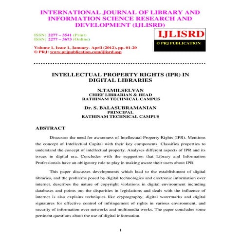 Intellectual property rights (ipr) in | PDF