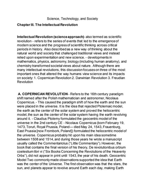 Intellectual Revolution (STS) | PPTX | Biological Sciences | Science