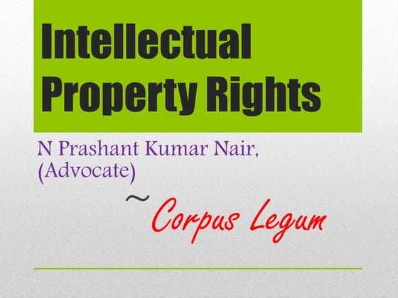 Intellectual property right | PPTX | Law