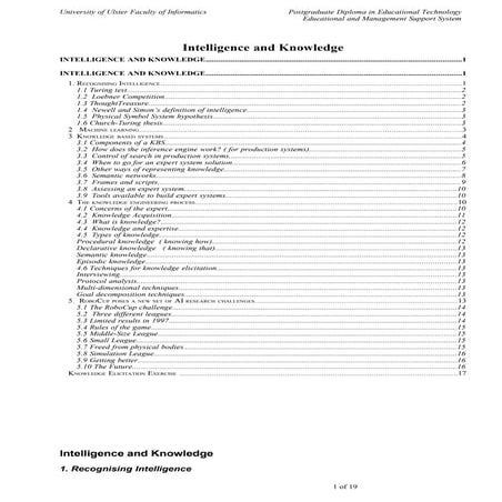 Intelligence and Knowledge | PDF