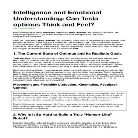 Intelligence and Emotional Understanding Can Tesla optimus Think….pdf