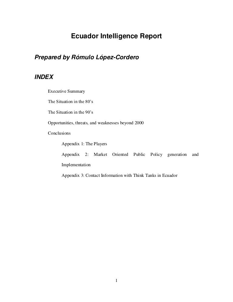 Intelligence report 04 2001