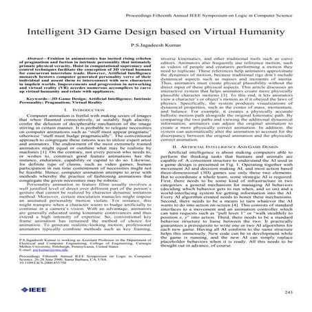 Intelligent 3D Game Design based on Virtual Humanity | PDF