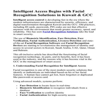 Intelligent Access Begins with Facial Recognition Solutions in Kuwait ...