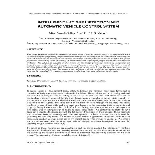 Intelligent fatigue detection and automatic vehicle control system | PDF