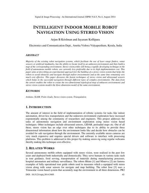 Intelligent Indoor Mobile Robot Navigation Using Stereo Vision Pdf