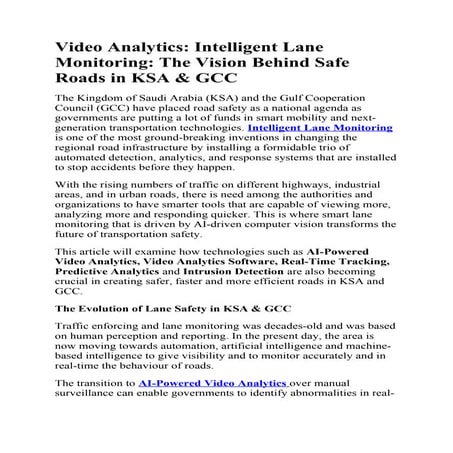 Intelligent Lane Monitoring - The Vision Behind Safe Roads in KSA & GCC ...