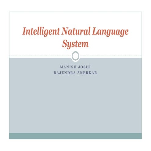 Intelligent natural language system | PPT