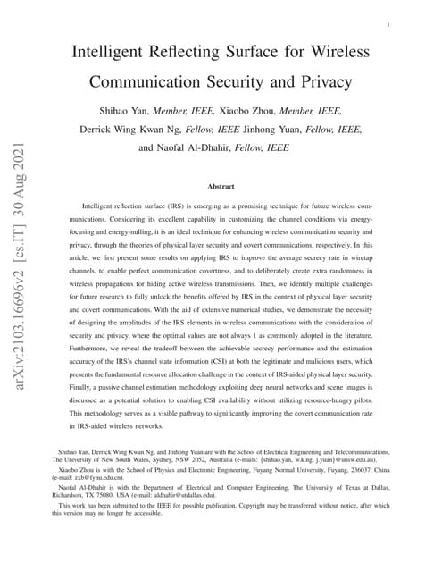 Intelligent Reflecting Surface For Iot Pdf