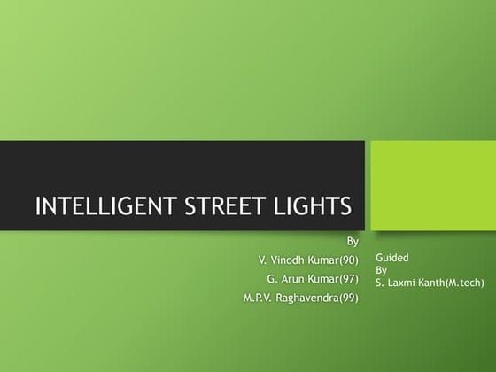 Automatic Street Light Controller Using Arduino | PPT