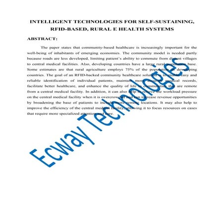 Intelligent technologies for self sustaining, rfid-based, rural e health systems | PDF