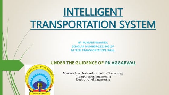 Intelligent Transportation System presentation | PPT