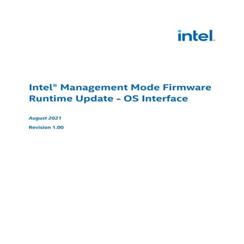 Intel Management Mode Firmware Runtime Update - OS Interface, revision 1.00