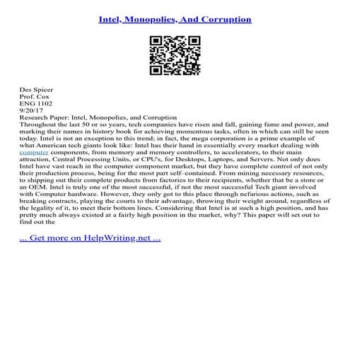 Intel, Monopolies, And Corruption | PDF