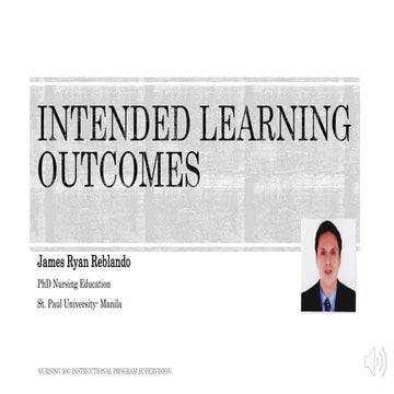 Intended learning outcomes james ryan | PPTX | Educational Assessment ...