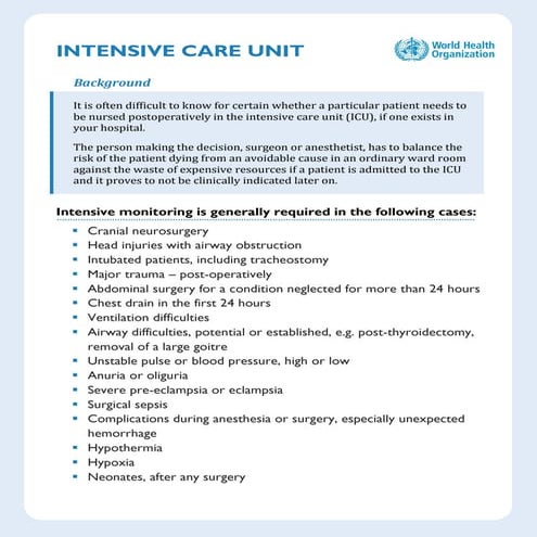 Intensive care-unit who guidelines | PDF
